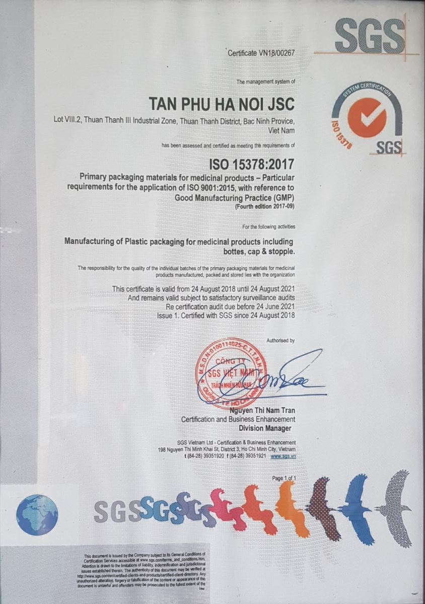 CHỨNG NHẬN ISO 15378